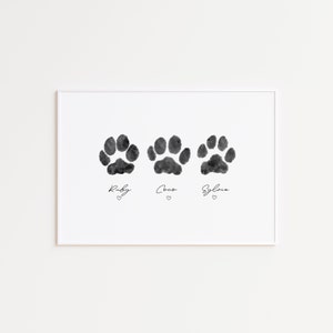 Custom 3 Dog Paw Prints From Photo | Triple Pet Paw Print | Family Pet ...