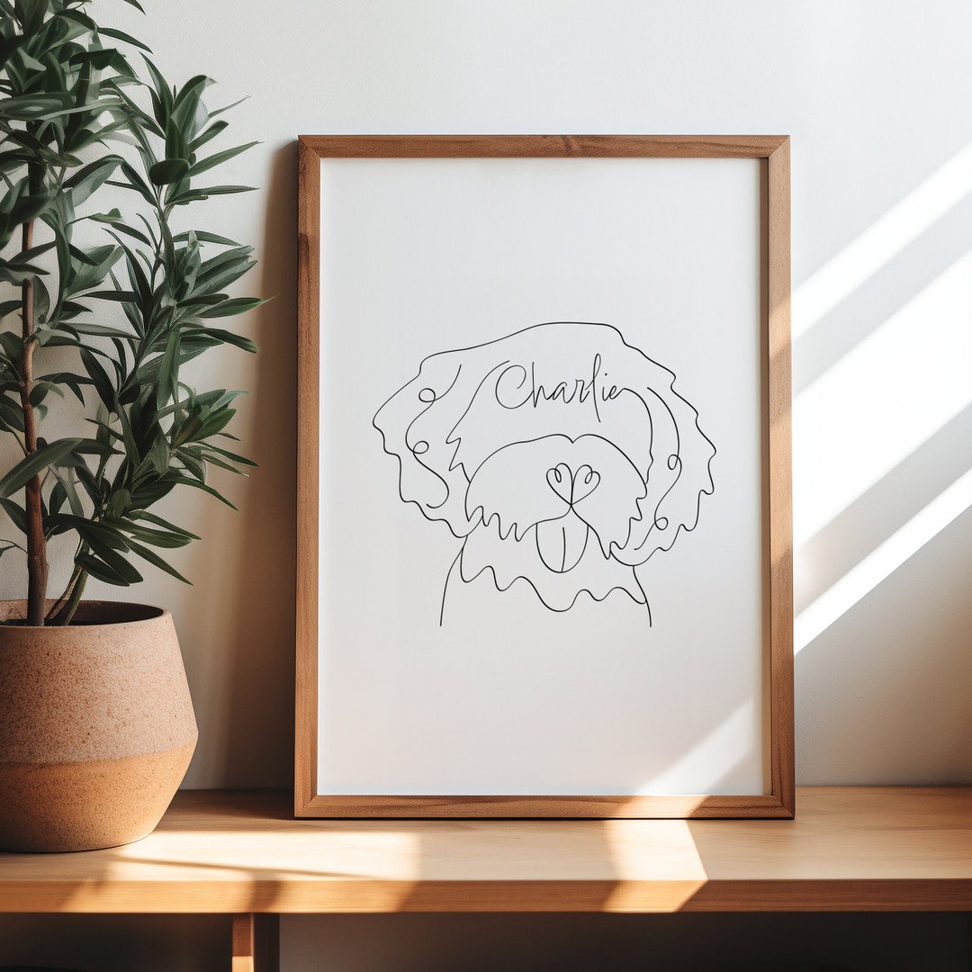 Personalised Cavoodle Face Digital Portrait | Minimalist Cavoodle Dog ...