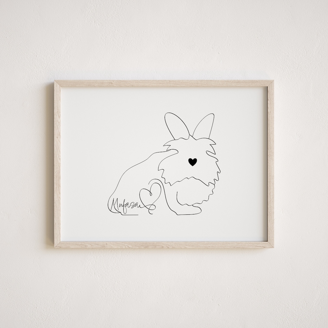 Personalised Lionhead Rabbit Digital Portrait | Lionhead Line Drawing ...