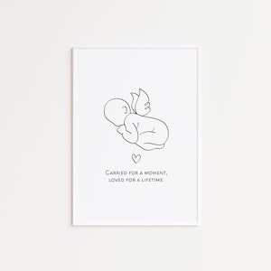 Minimalist Angel Baby Line Art Digital Print Infant Loss Miscarriage ...