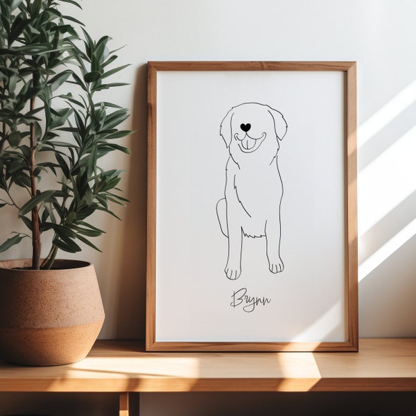 Custom Pet Line Drawing | Dog Line Drawing Tattoo | - Etsy