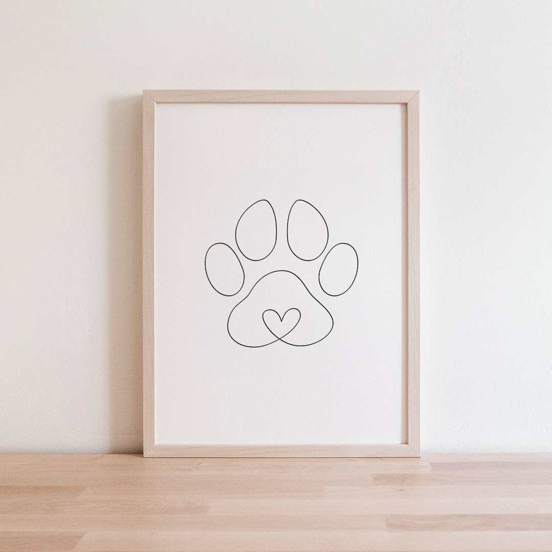 Minimalist Dog Paw Digital Print | Paw Line Art Drawing | Paw PNG ...