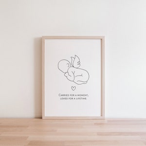 Minimalist Angel Baby Line Art Digital Print Infant Loss Miscarriage ...
