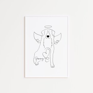 Custom Pet Memorial Line Art Digital Print | Minimalist Dog Loss ...