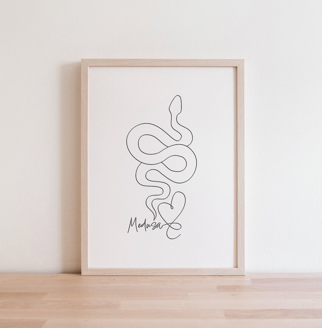 Personalised Snake Minimalist Digital Portrait | Snake Line Art Drawing ...