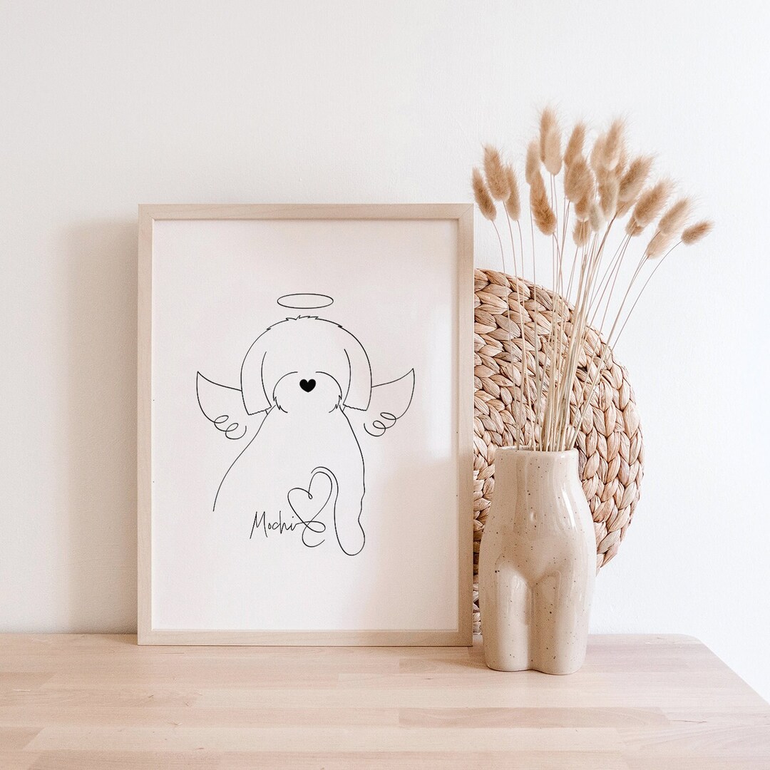 Personalised Shih Tzu Dog With Halo and Angel Wings Digital Portrait ...