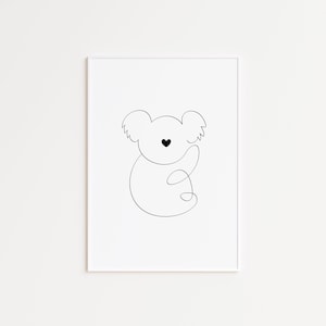 Minimalist Koala Digital Print Koala Wall Art Koala Line Art Drawing ...