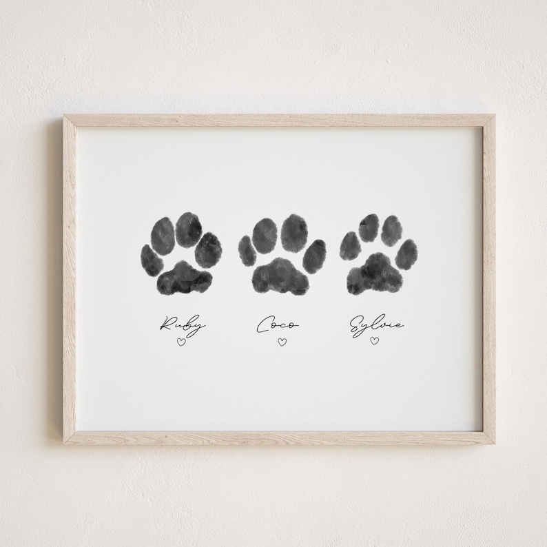 Custom 3 Dog Paw Prints From Photo | Triple Pet Paw Print | Family Pet ...