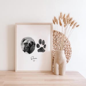 Custom Dog Paw Print With Photo | Dog Memorial Paw Print Gift | Pet ...