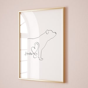 Personalised American Bully Digital Portrait | Minimalist Bully Line ...