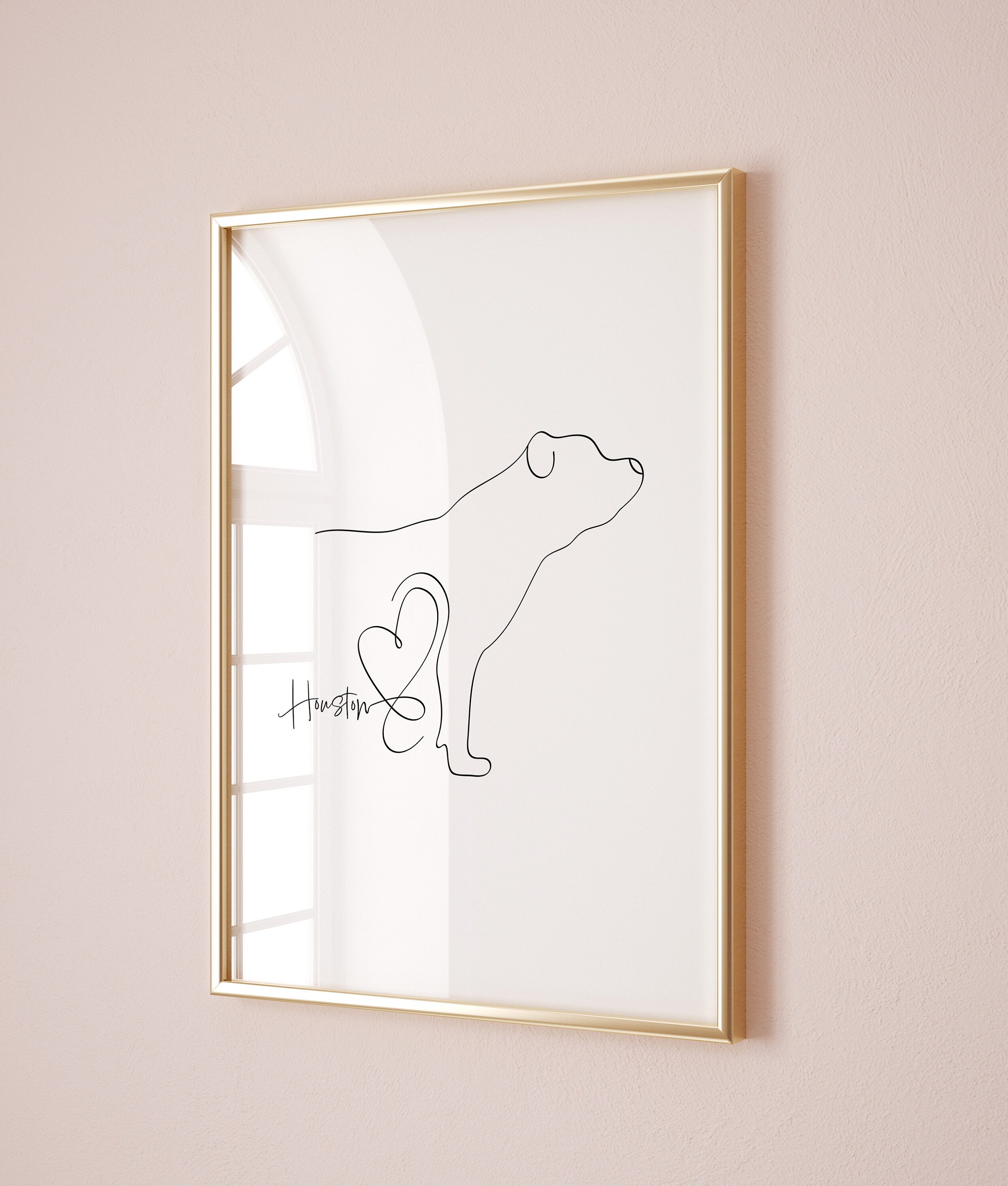 Personalised American Bully Digital Portrait | Minimalist Bully Line ...