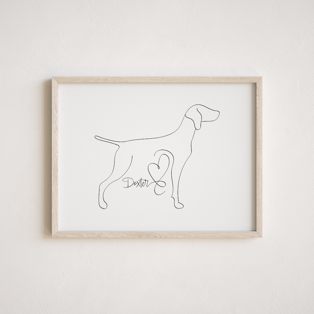 Personalised Hungarian Vizsla Dog Black White Digital Print ...