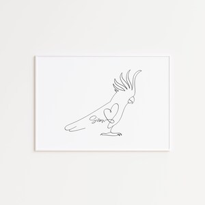 Personalised Cockatoo Bird Digital Portrait | Minimalist Cockatoo Line ...