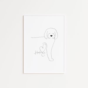 Personalised Labradoodle Digital Print | Minimalist Labradoodle Line ...