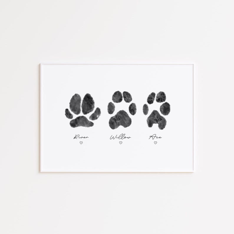 Custom 3 Dog Paw Prints From Photo | Triple Pet Paw Print | Family Pet ...