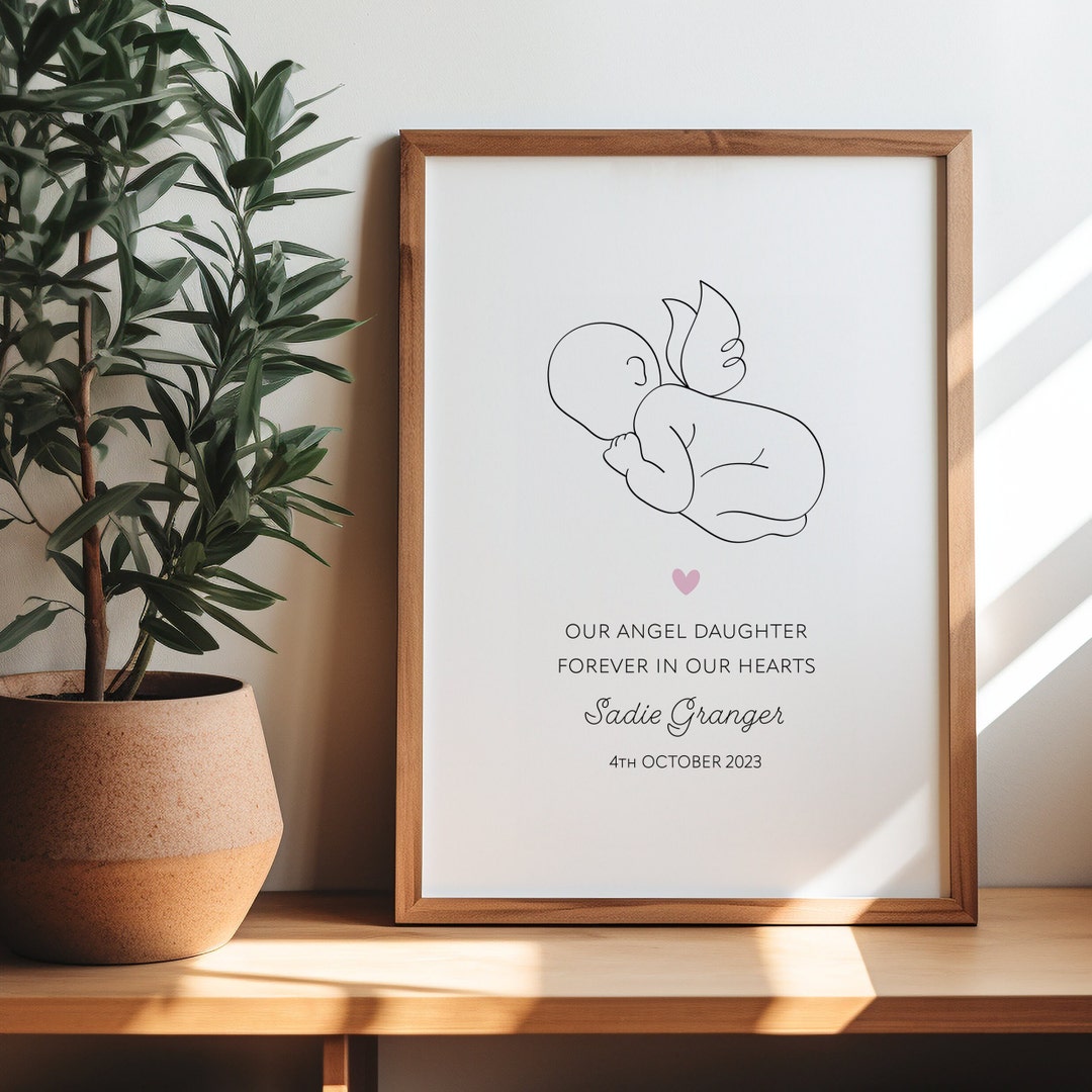 Custom Angel Baby Digital Line Art Print Infant Loss Miscarriage ...