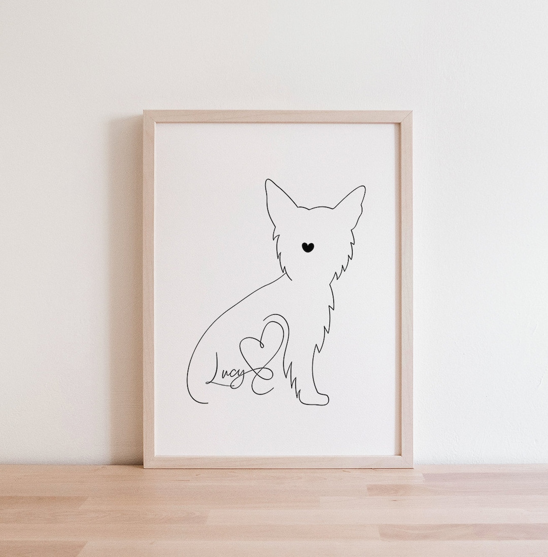 Personalised Yorkshire Terrier Digital Portrait Minimalist Yorkie Line ...