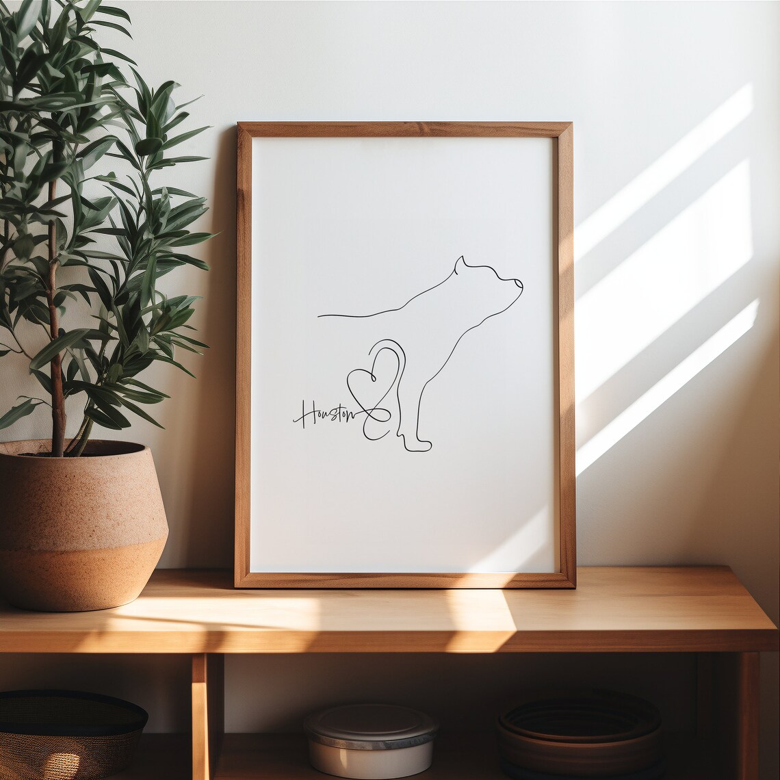 Personalised American Bully Digital Portrait | Minimalist Bully Line ...