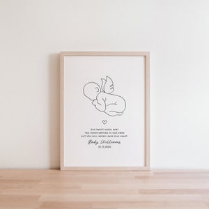 Custom Angel Baby Digital Line Art Print | Infant Loss Miscarriage ...