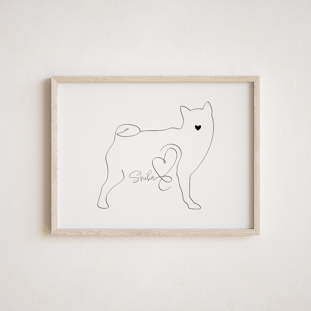 Personalised Shiba Inu Dog/puppy Digital Portrait | Shiba Inu Outline ...