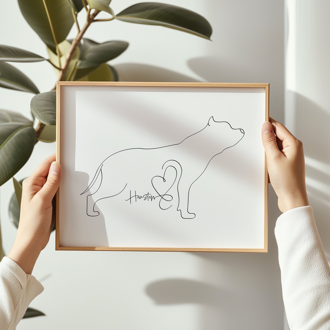 Personalised American Bully Digital Portrait | Minimalist Bully Line ...