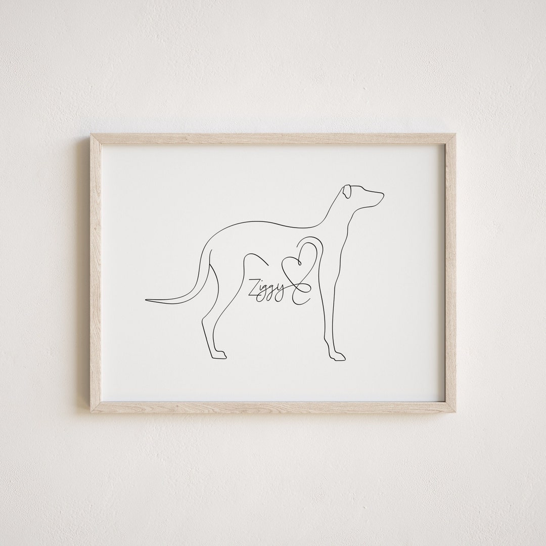 Personalised Greyhound Dog Digital Print | Minimalist Greyhound Line ...