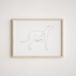 Personalised Greyhound Dog Digital Print | Minimalist Greyhound Line ...