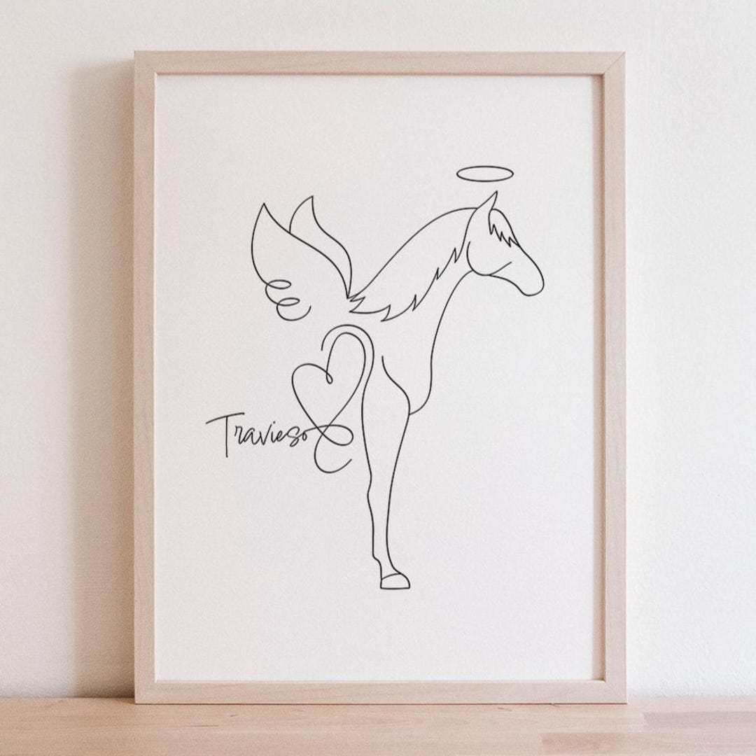 Impresión digital conmemorativa personalizada para caballos / Dibujo ...