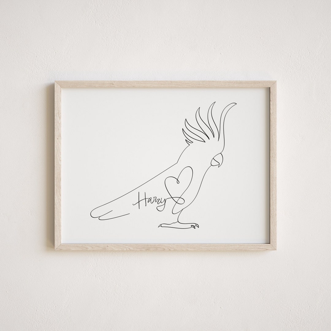 Personalised Cockatoo Bird Digital Portrait | Minimalist Cockatoo Line ...