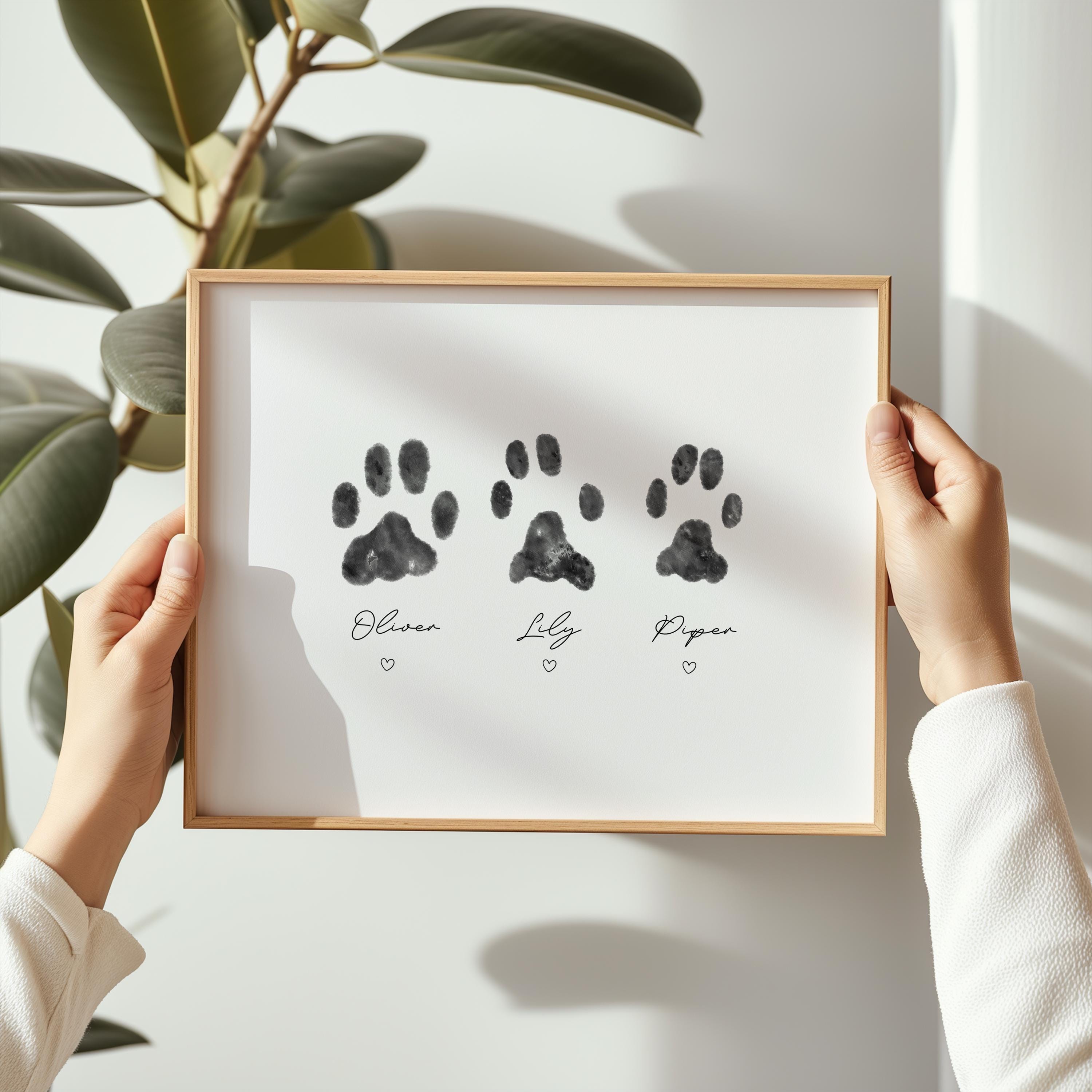 Custom 3 Dog Paw Prints From Photo | Triple Pet Paw Print | Family Pet ...