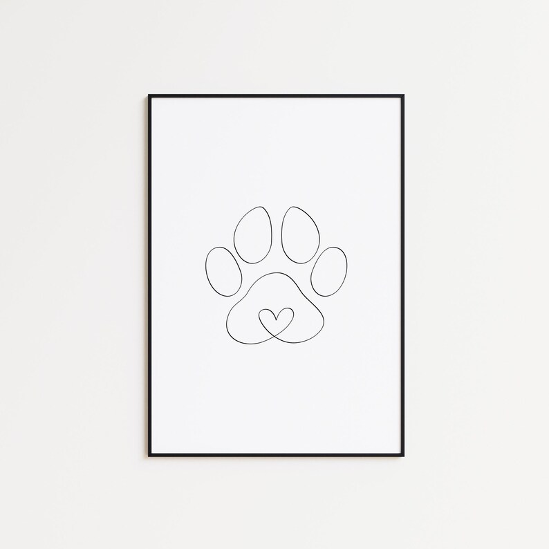 Minimalist Dog Paw Digital Print Paw Print Line Art Drawing - Etsy