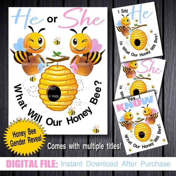Honey Bee Gender Reveal What Will It Bee What Will Baby - Etsy