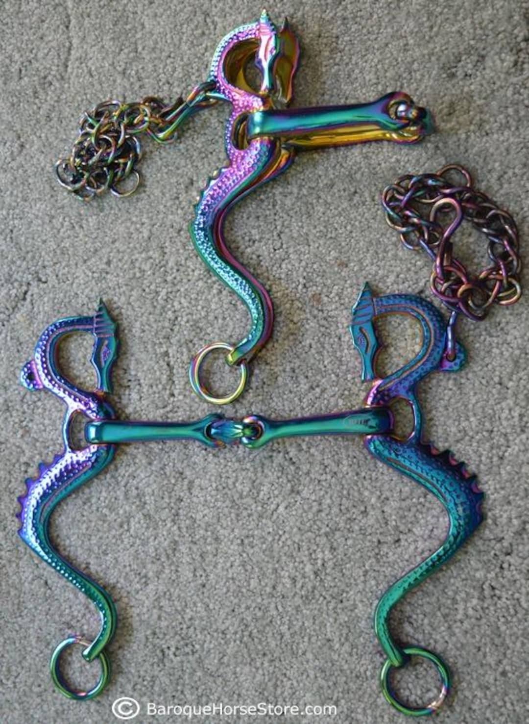 Dragon Shanks Fancy Curb Bit Horse With Curb Chain & Curved Mouthpiece ...