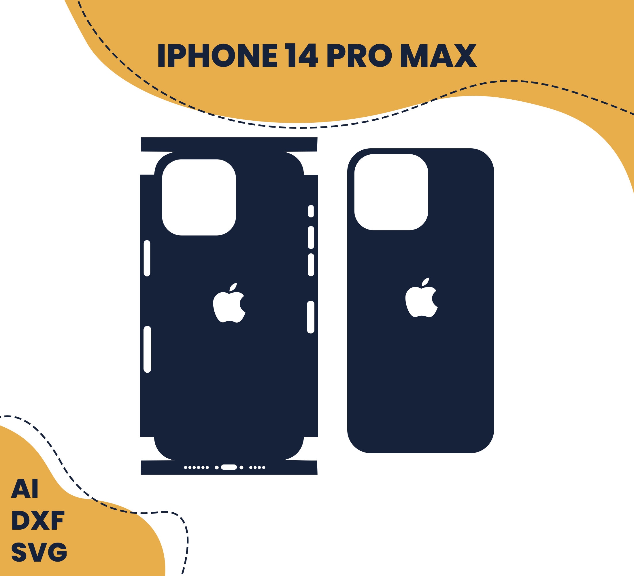 Apple iPhone 14 Pro Max Cutting Template for Skin and Sticker - Cutting ...