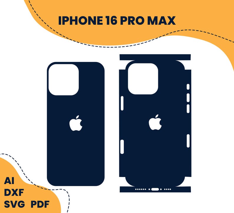 Apple iPhone 16 Pro Max Cutting Template for Skin and Sticker - Cutting ...