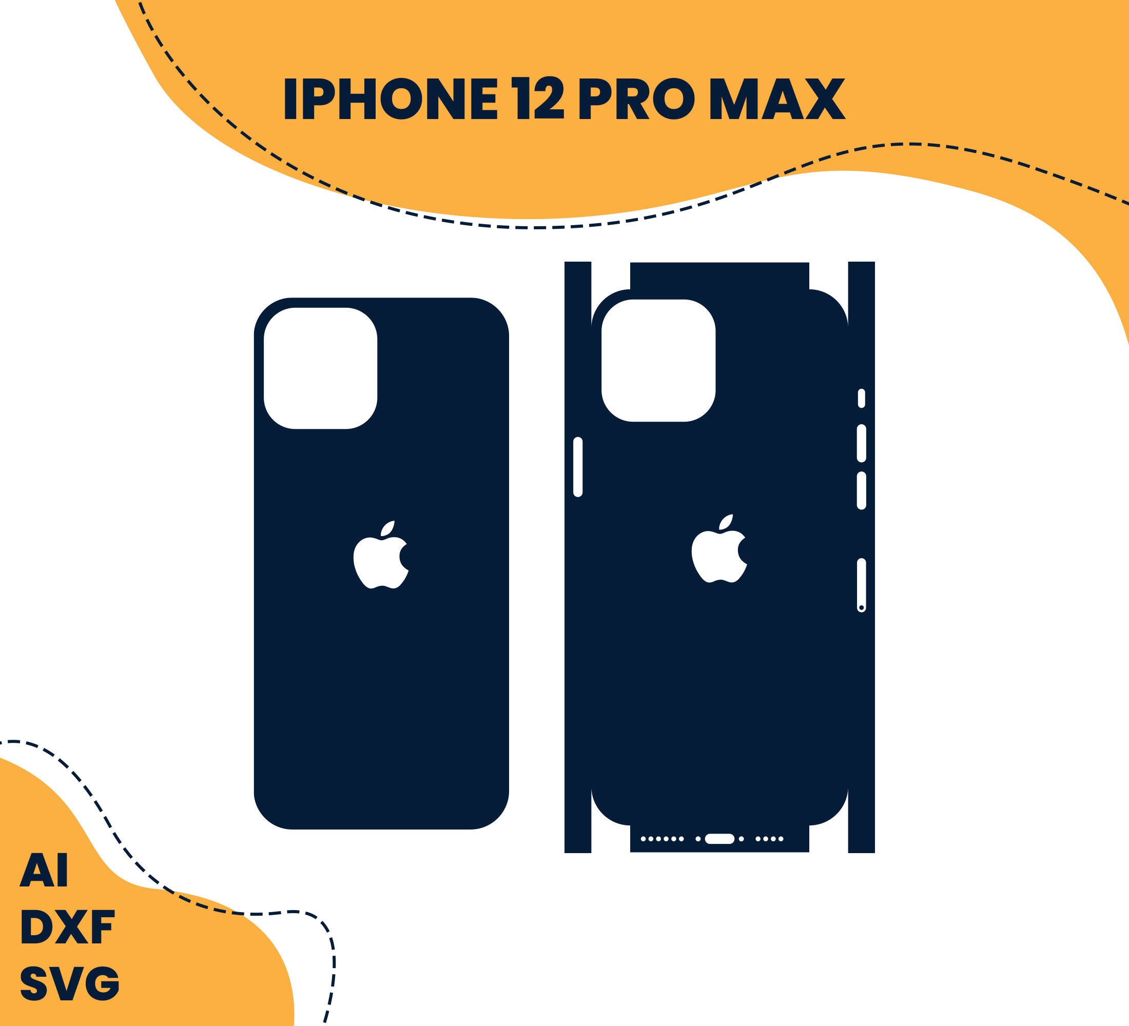 Apple iPhone 12 Pro Max Cutting Template for Skin and Sticker - Cutting ...