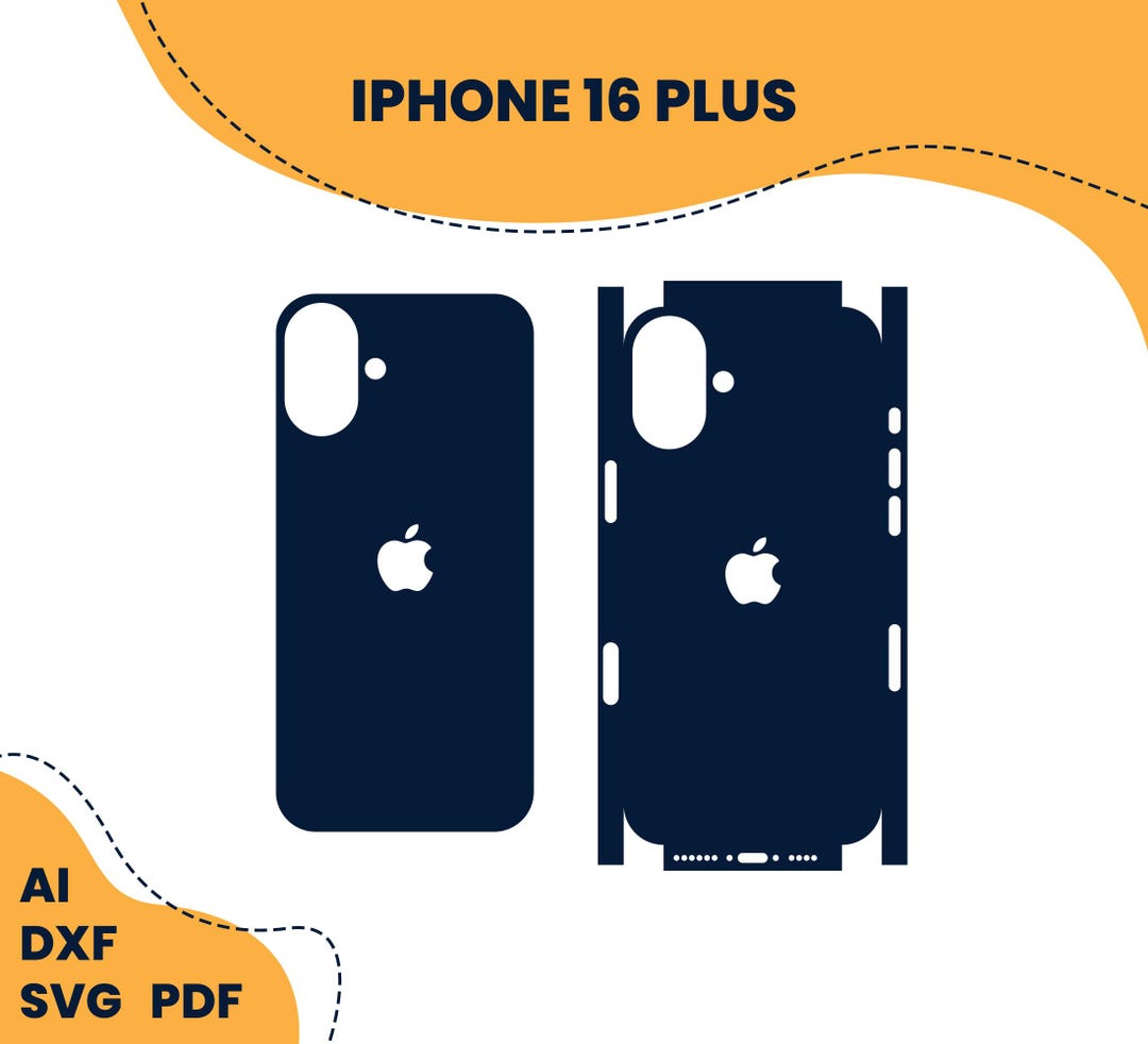 Apple iPhone 16 PLUS Cutting Template for Skin and Sticker - Cutting ...