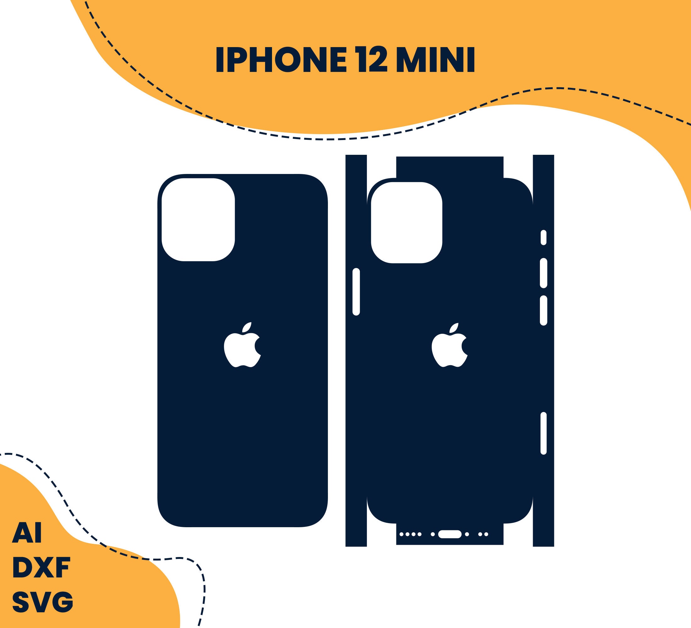 Apple iPhone 12 Mini Cutting Template for Skin and Sticker - Cutting ...