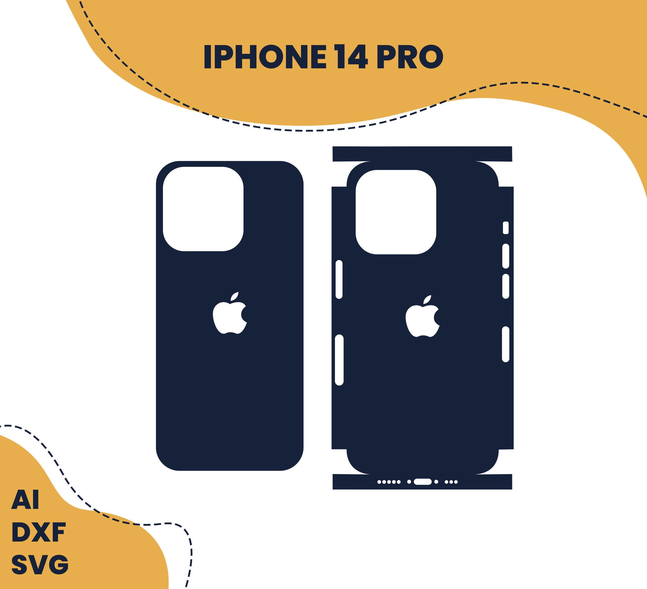 Apple iPhone 14 Pro Cutting Template for Skin and Sticker - Cutting ...
