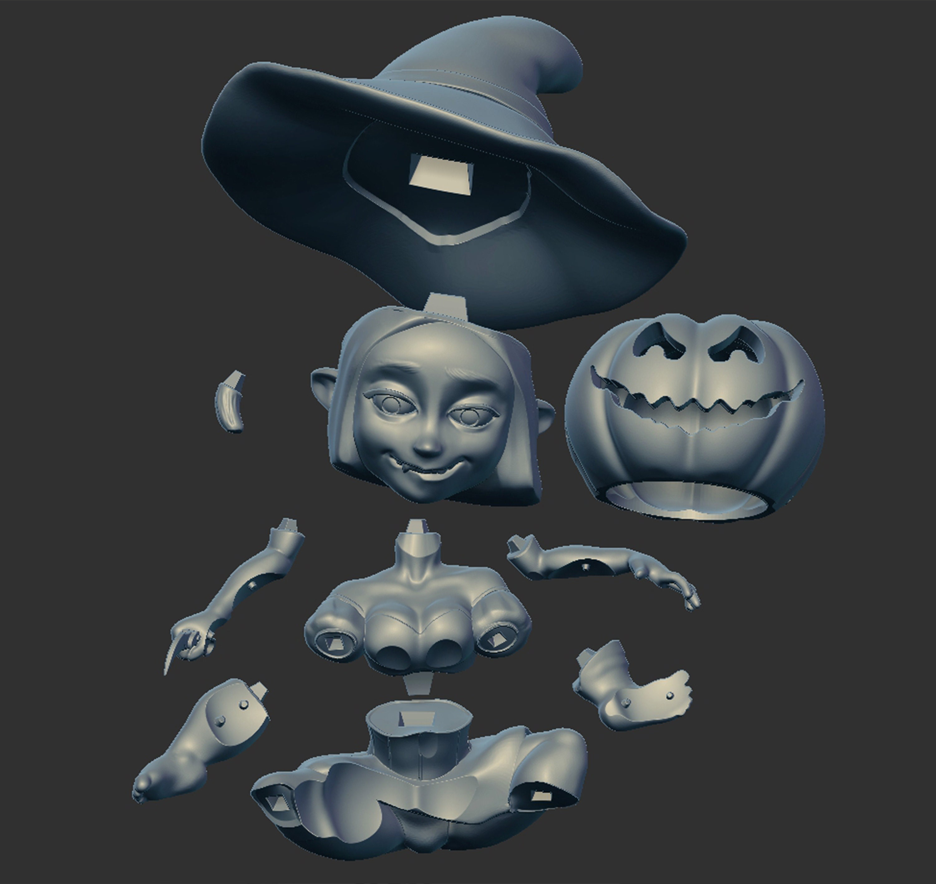 Witch Stl Model Halloween Pumpkin Stl 3d Print Model Ready Etsy