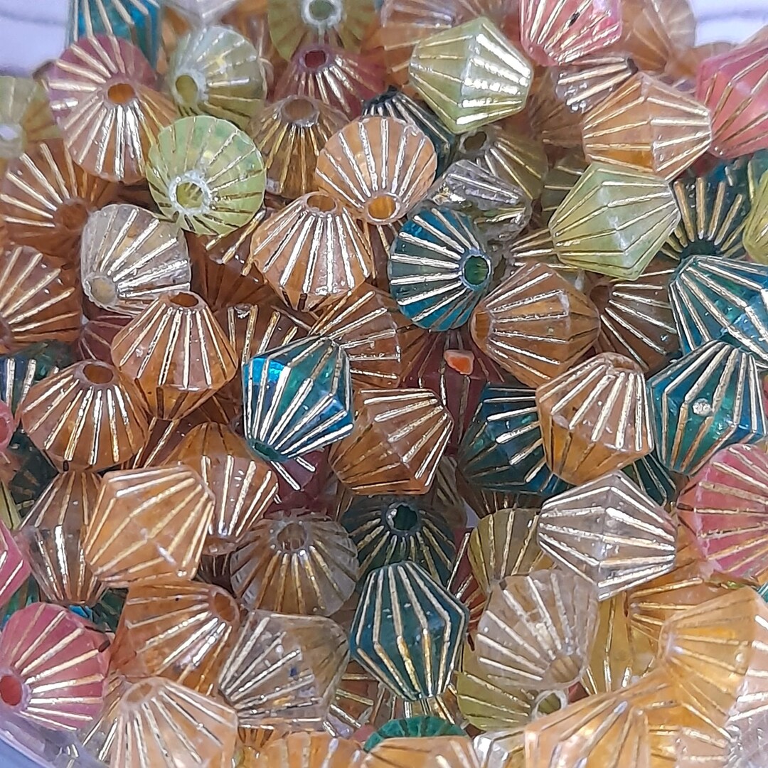 100 X Metal Enlaced Beads Bicone Shape 8mm Size Mixed Colours Antiqued ...