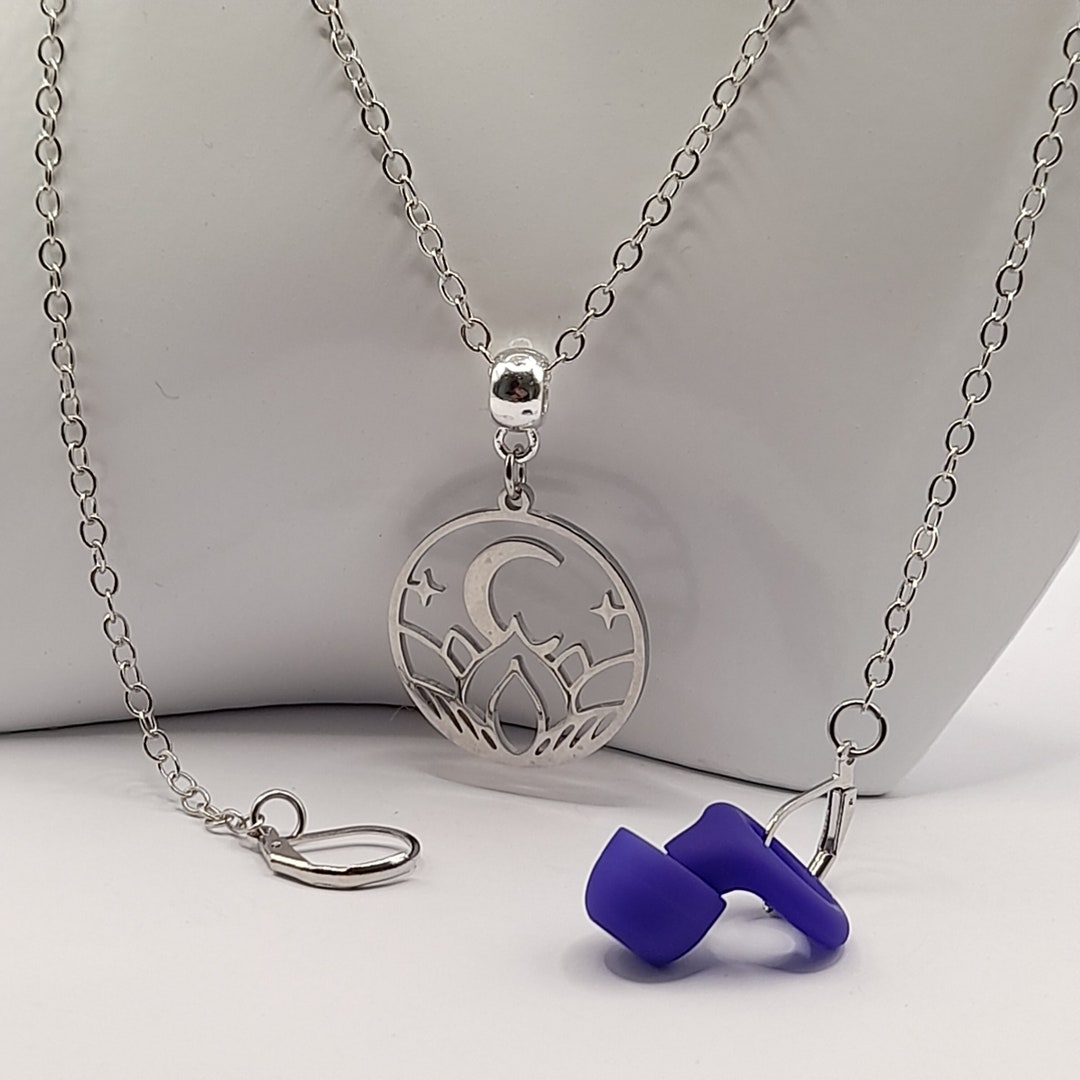 Lotus Flower and Moon Loop Earplug Necklace - Anti Loss Ipod Chain ...