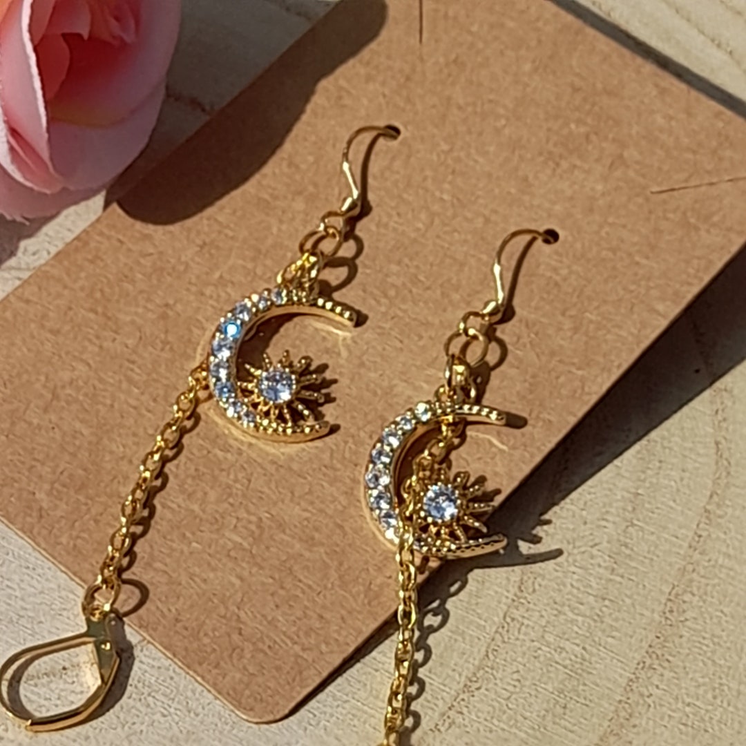 Gold Moon and Star Anti Loss Ear Plug Earrings Earrings for - Etsy