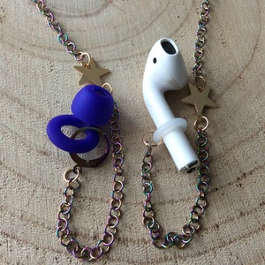 Rainbow Snake Earplug Chain Necklace, Loop Earplug Jewellery, Air Pod ...