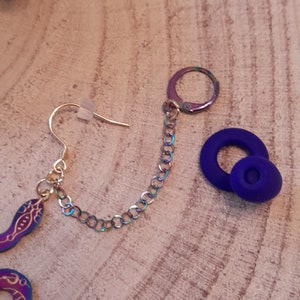 Rainbow Snake Anti Loss Ear Plug Earrings - Silver or Rainbow Chain for ...