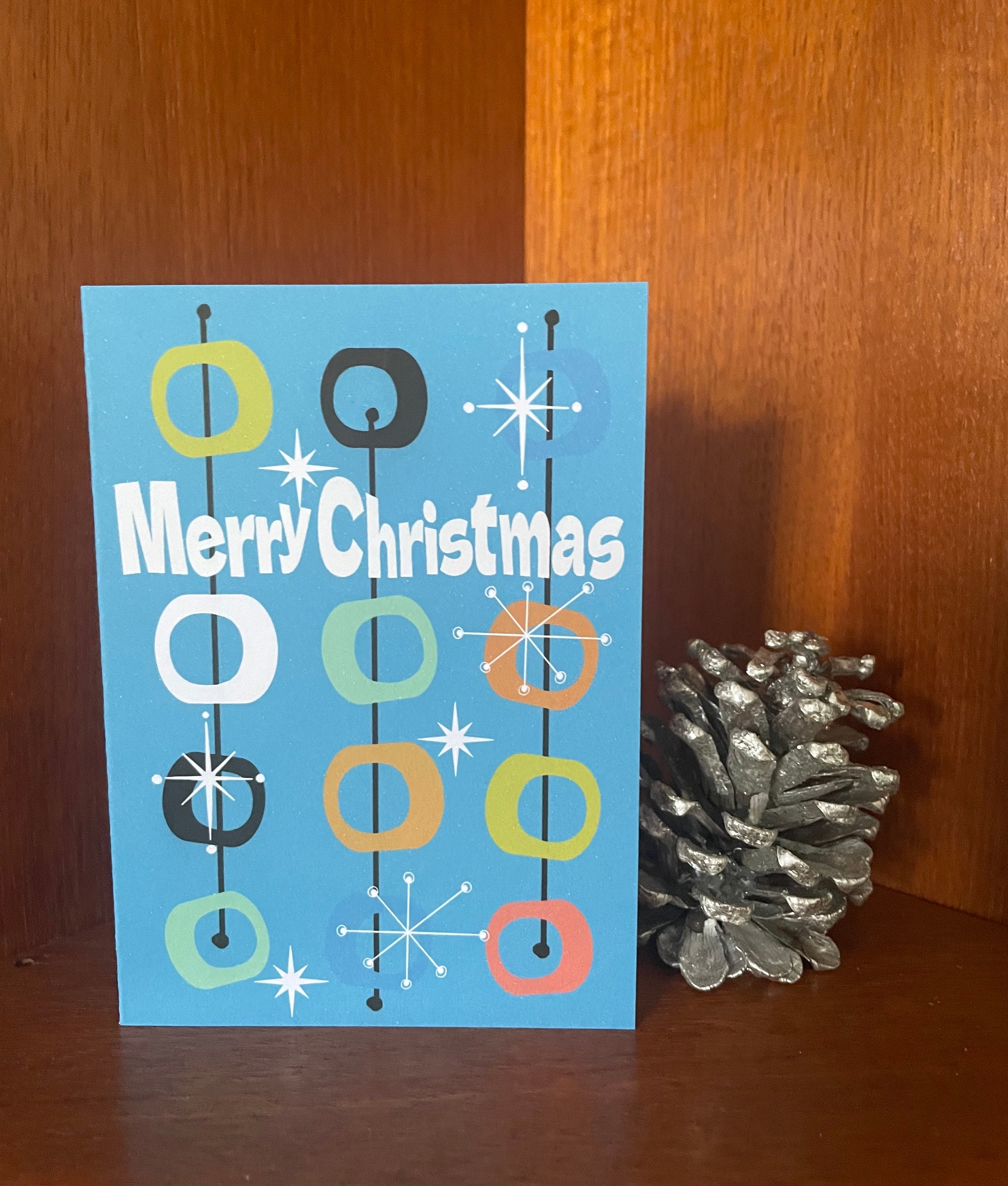 Christmas Cards, Pack of 5, Mid Century Style Christmas, Merry ...