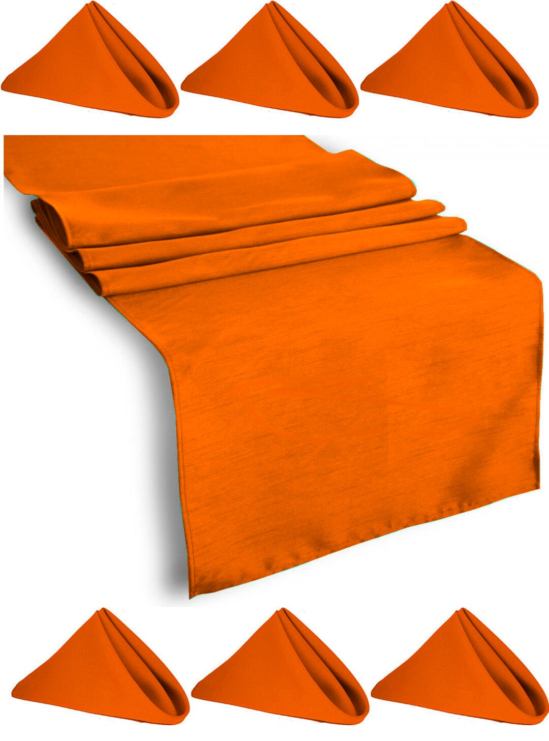 BROWARD LINENS Set Table Runner Polyester 14x120 Inch & 6 Napkins Burnt ...