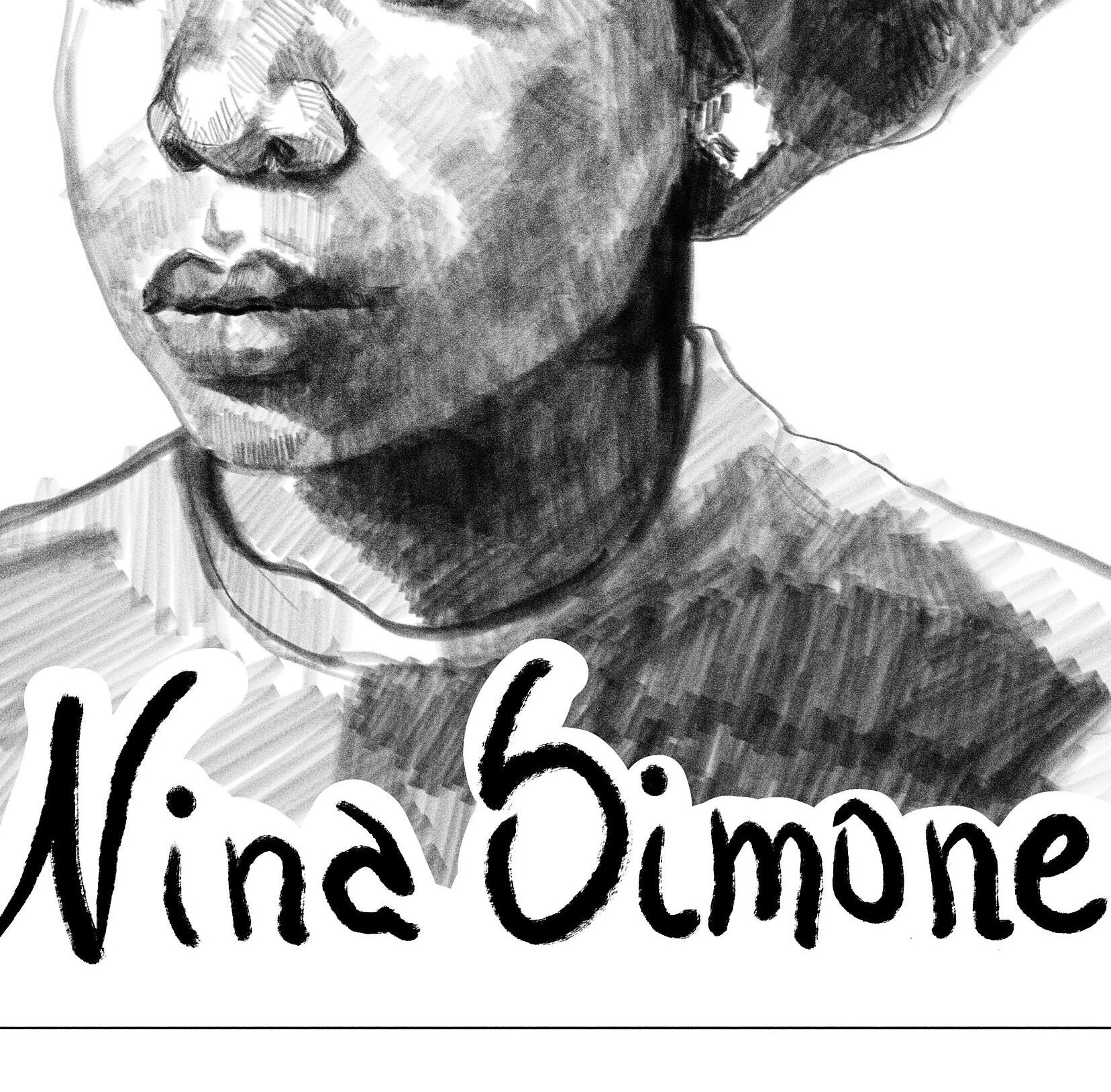 Nina Simone Poster, Pencil Drawing of Photo, Jazz Art Poster, Unique ...