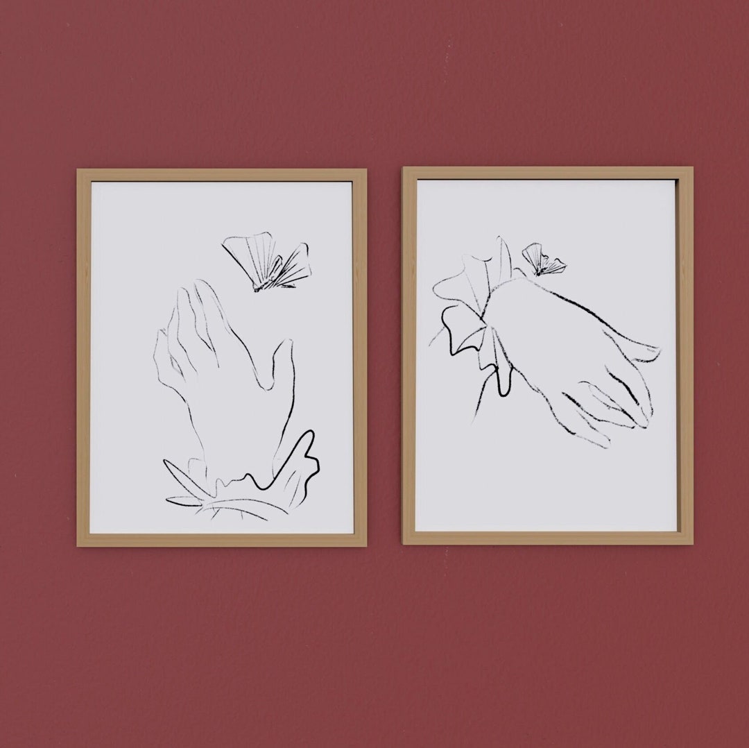 Minimalist Line Art Posters, Simple Sketch Art, Hands Drawing ...