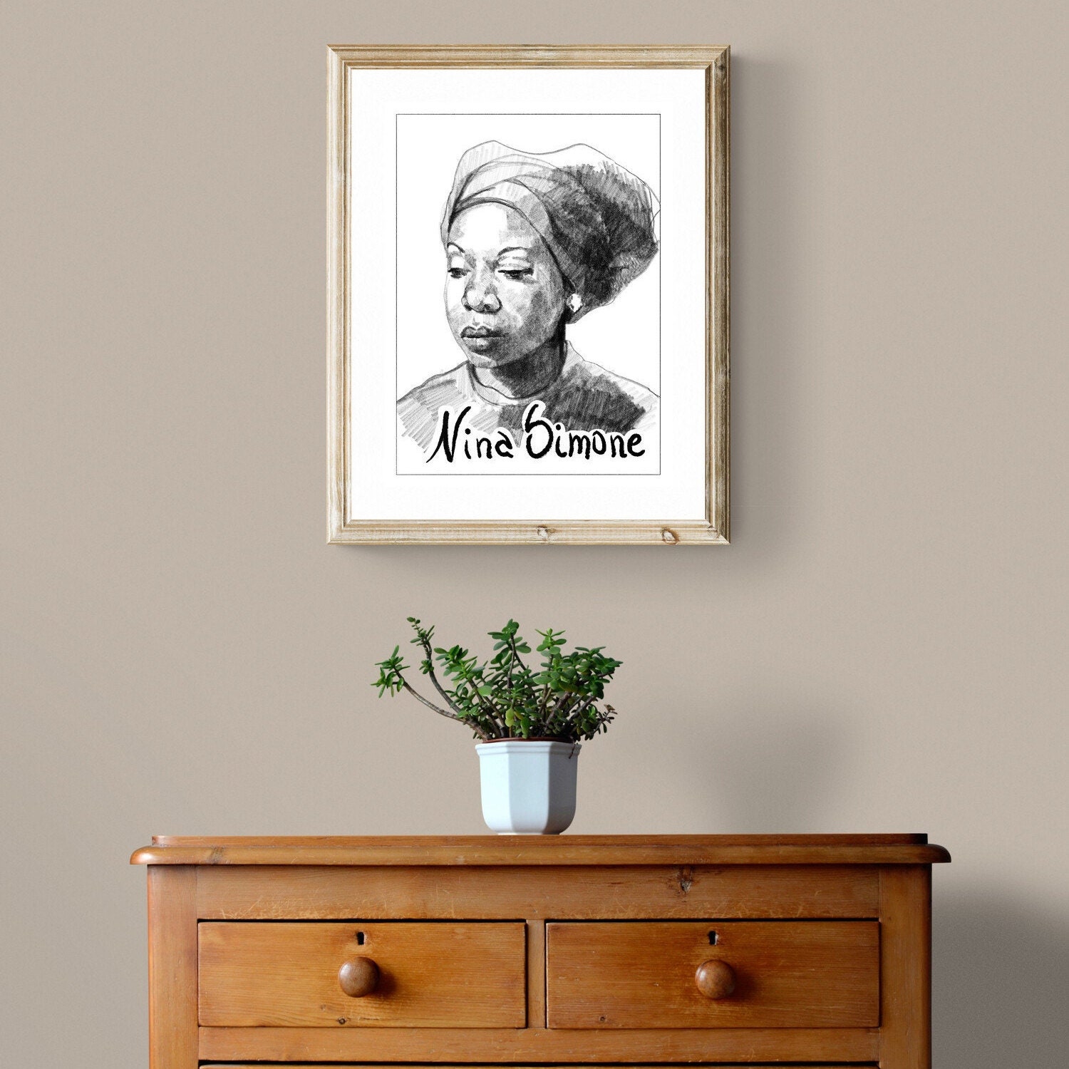 Nina Simone Poster, Pencil Drawing of Photo, Jazz Art Poster, Unique ...